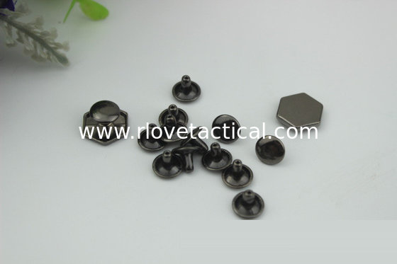 Super cheaper factory price bag fitting small flat six-sided nickel color metal buckles and rivets