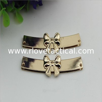 OEM zinc alloy light gold bow-knot shape purse decorative metal corner 65 mm