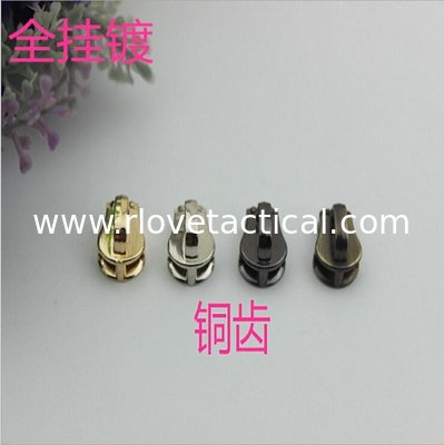 Custom luggage accessories nickel color 5# brass teeth zipper metal zipper slider for bags