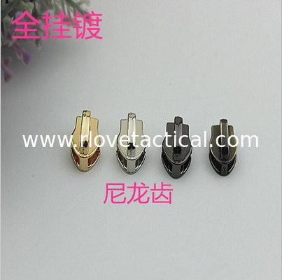 High end zinc alloy light gold nylon teeth zipper 5# zipper slider for bags
