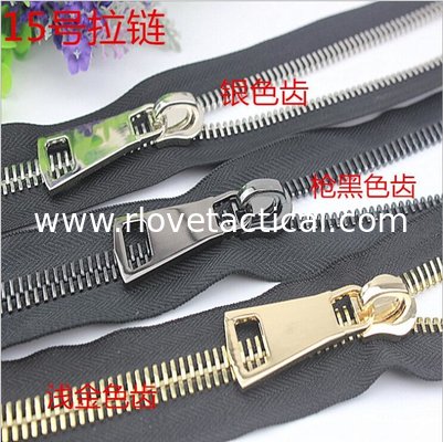 Personalized simple design zinc alloy 3 color 15# zipper with zipper puller slider for handbag