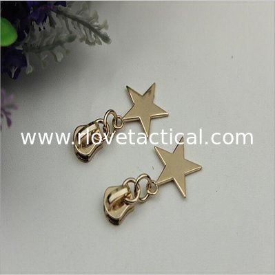 Customized zinc alloy light gold purses 5# stars pattern zipper puller with slider