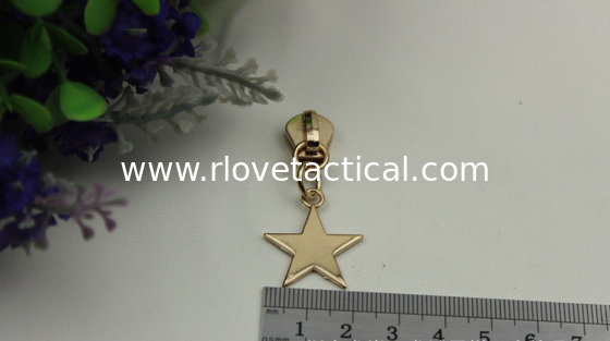 Customized zinc alloy light gold purses 5# stars pattern zipper puller with slider