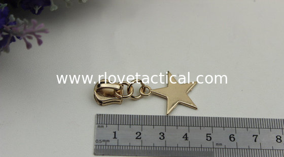 Customized zinc alloy light gold purses 5# stars pattern zipper puller with slider