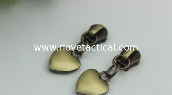 High grade small style bag metal accessories light gold heart shape zipper puller with slider 5#