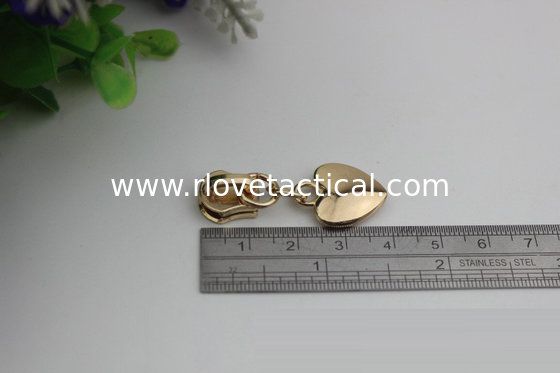 High grade small style bag metal accessories light gold heart shape zipper puller with slider 5#