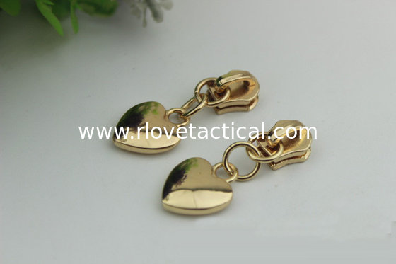 High grade small style bag metal accessories light gold heart shape zipper puller with slider 5#