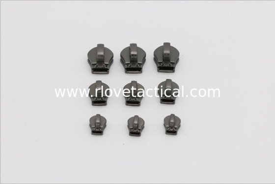 High level all kinds of size metal handbag hardware zinc alloy zipper sliders with gunmetal color
