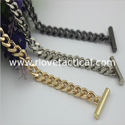 High end iron material 3 color flat shape 8 mm width metal crossbody chain bag