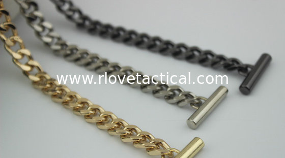 High end iron material 3 color flat shape 8 mm width metal crossbody chain bag