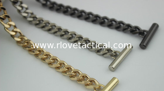 High end iron material 3 color flat shape 8 mm width metal crossbody chain bag