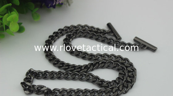 High end iron material 3 color flat shape 8 mm width metal crossbody chain bag