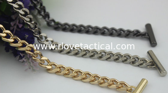 High end iron material 3 color flat shape 8 mm width metal crossbody chain bag