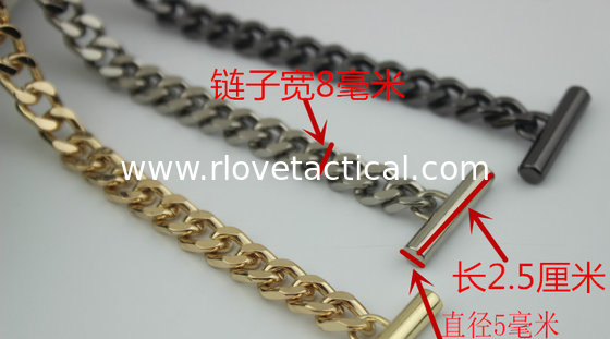 High end iron material 3 color flat shape 8 mm width metal crossbody chain bag