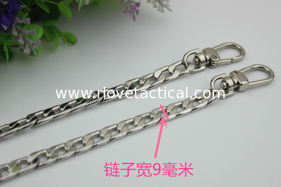 High quality iron material full length 120 mm flat shape gold chain sling bag with snap hooks
