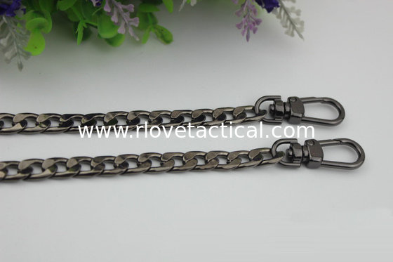 High quality iron material full length 120 mm flat shape gold chain sling bag with snap hooks