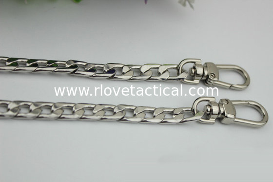 High quality iron material full length 120 mm flat shape gold chain sling bag with snap hooks