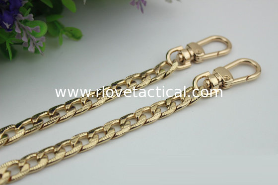 Factory supply 120 mm length gold & nickel color iron metal chain strap bag with snap hooks