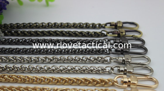 Fancy design various color length 120 mm iron metal women bag chain with d ring snap hooks
