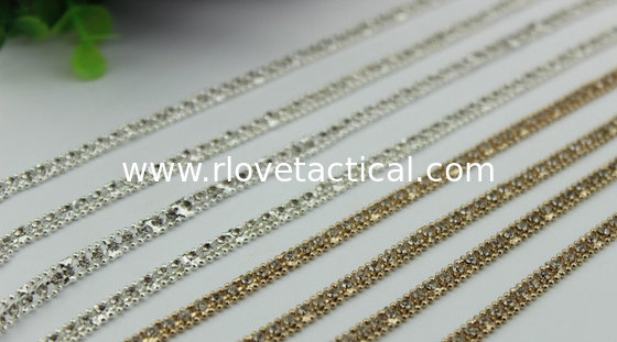 Custom retro style diamond decorative light gold & silver color metal long chain bag for straps