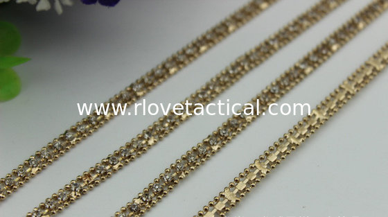 Custom retro style diamond decorative light gold & silver color metal long chain bag for straps