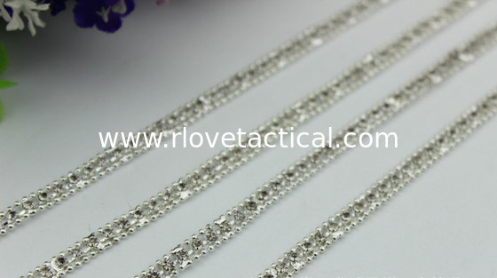 Custom retro style diamond decorative light gold & silver color metal long chain bag for straps