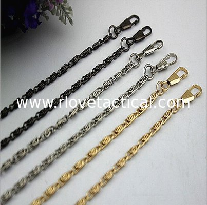Customized factory reasonable price 3 color 120 mm iron metal chain cross body bag with snap hooks