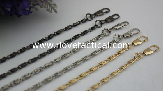 Customized factory reasonable price 3 color 120 mm iron metal chain cross body bag with snap hooks