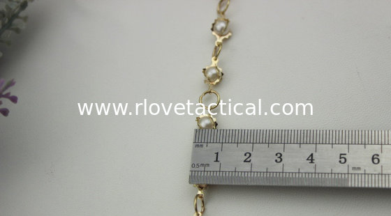 Exquisite design white & black pearl decorative iron material 7 mm width bag chain guangzhou