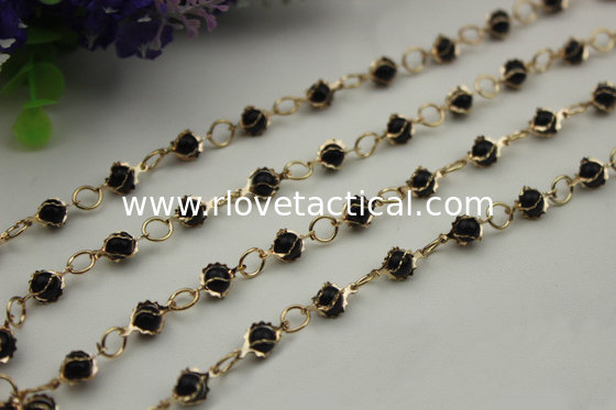 Exquisite design white & black pearl decorative iron material 7 mm width bag chain guangzhou