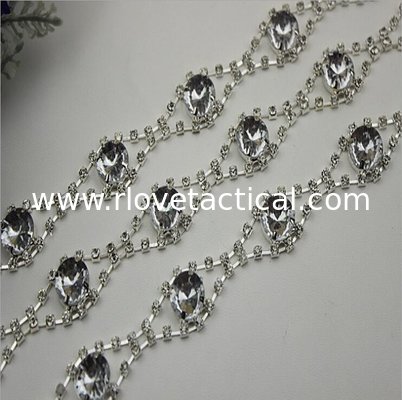 OEM graceful luxury silver color bag hardware 20 mm diamond decorative iron metal chain for tote bag