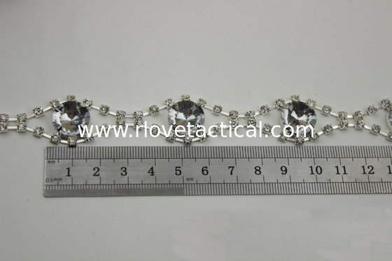 OEM graceful luxury silver color bag hardware 20 mm diamond decorative iron metal chain for tote bag