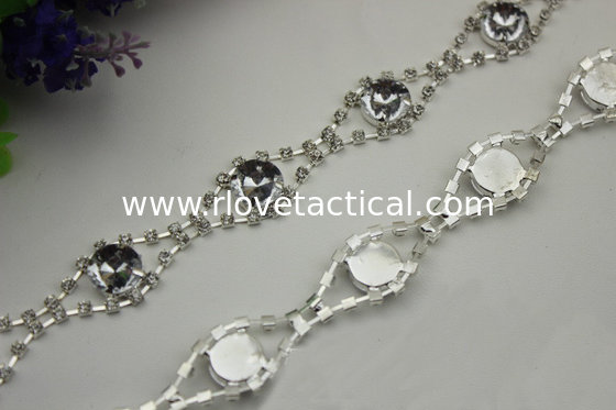 OEM graceful luxury silver color bag hardware 20 mm diamond decorative iron metal chain for tote bag
