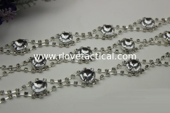 OEM graceful luxury silver color bag hardware 20 mm diamond decorative iron metal chain for tote bag