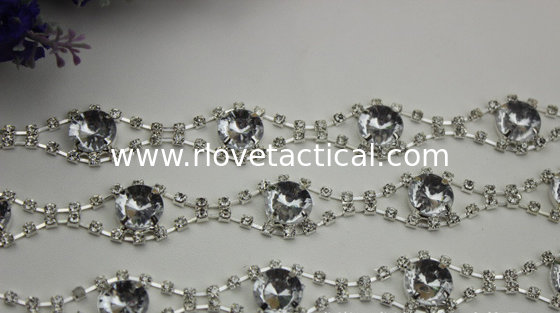 OEM graceful luxury silver color bag hardware 20 mm diamond decorative iron metal chain for tote bag