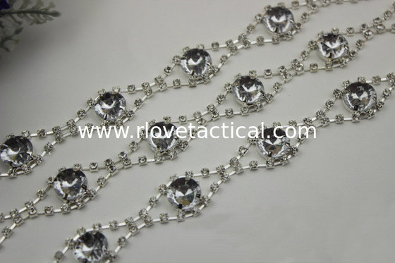 OEM graceful luxury silver color bag hardware 20 mm diamond decorative iron metal chain for tote bag