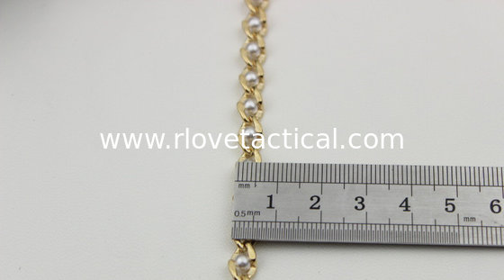 Refined custom bag fitting pearl decorative 6 mm width light gold chain for crossbody bag