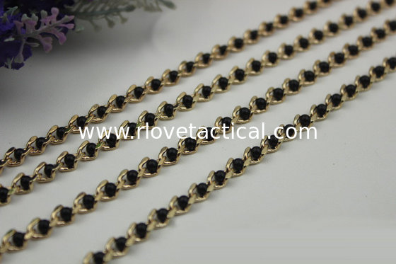 Refined custom bag fitting pearl decorative 6 mm width light gold chain for crossbody bag