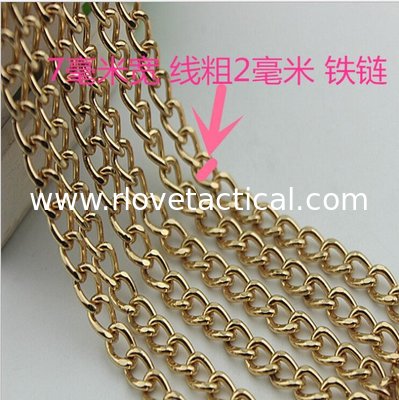 Design fashion wild purse hardware iron 7 mm width gold chain for bag