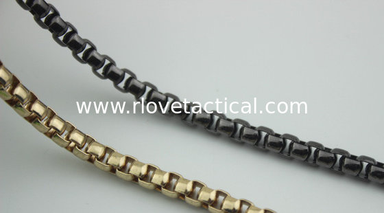 Delicate novelty design 7 mm gunmetal and gold color metal chain for bag