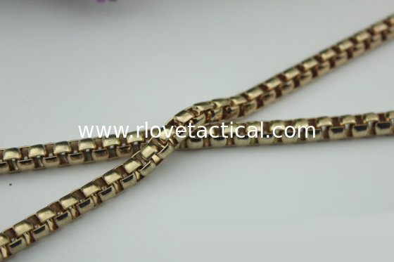 Delicate novelty design 7 mm gunmetal and gold color metal chain for bag