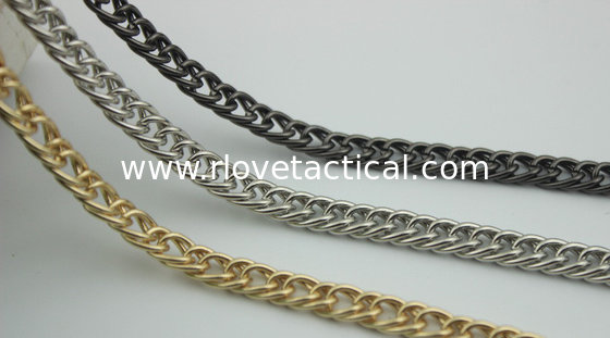 Innovative design top quality iron material bag hardware 7 mm width light gold double metal chains for handbags