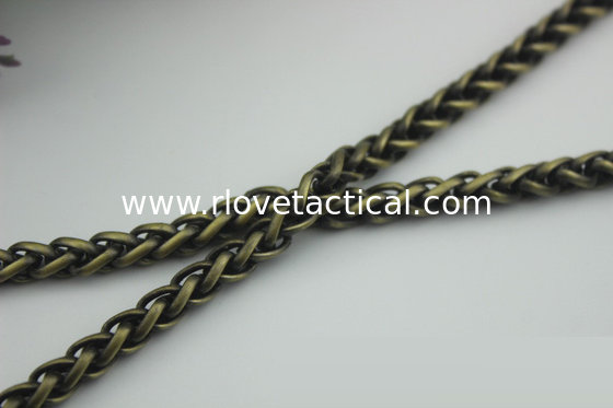Super quality cheaper twist flower light gold 7 mm width iron metal handbag chain