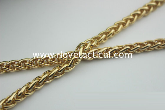 Super quality cheaper twist flower light gold 7 mm width iron metal handbag chain