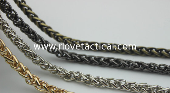 Super quality cheaper twist flower light gold 7 mm width iron metal handbag chain