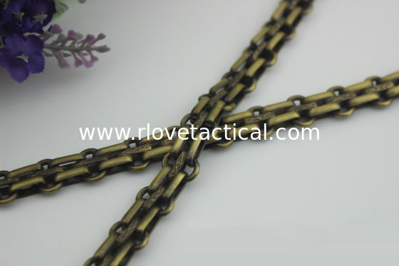 Fashionable classical high quality light gold 12 mm width three rows metal chain for handbags