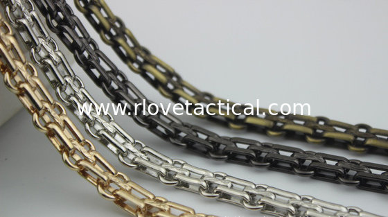 Fashionable classical high quality light gold 12 mm width three rows metal chain for handbags