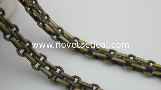 Fashionable classical high quality light gold 12 mm width three rows metal chain for handbags