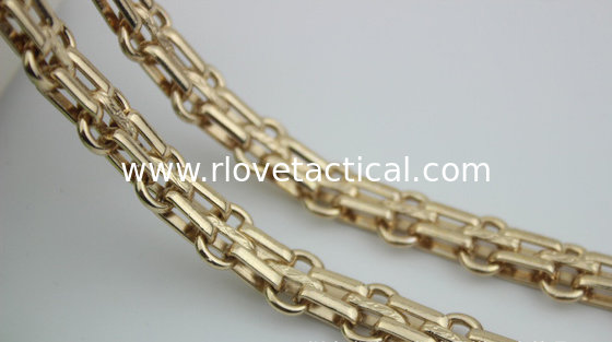 Fashionable classical high quality light gold 12 mm width three rows metal chain for handbags