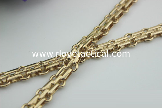 Fashionable classical high quality light gold 12 mm width three rows metal chain for handbags